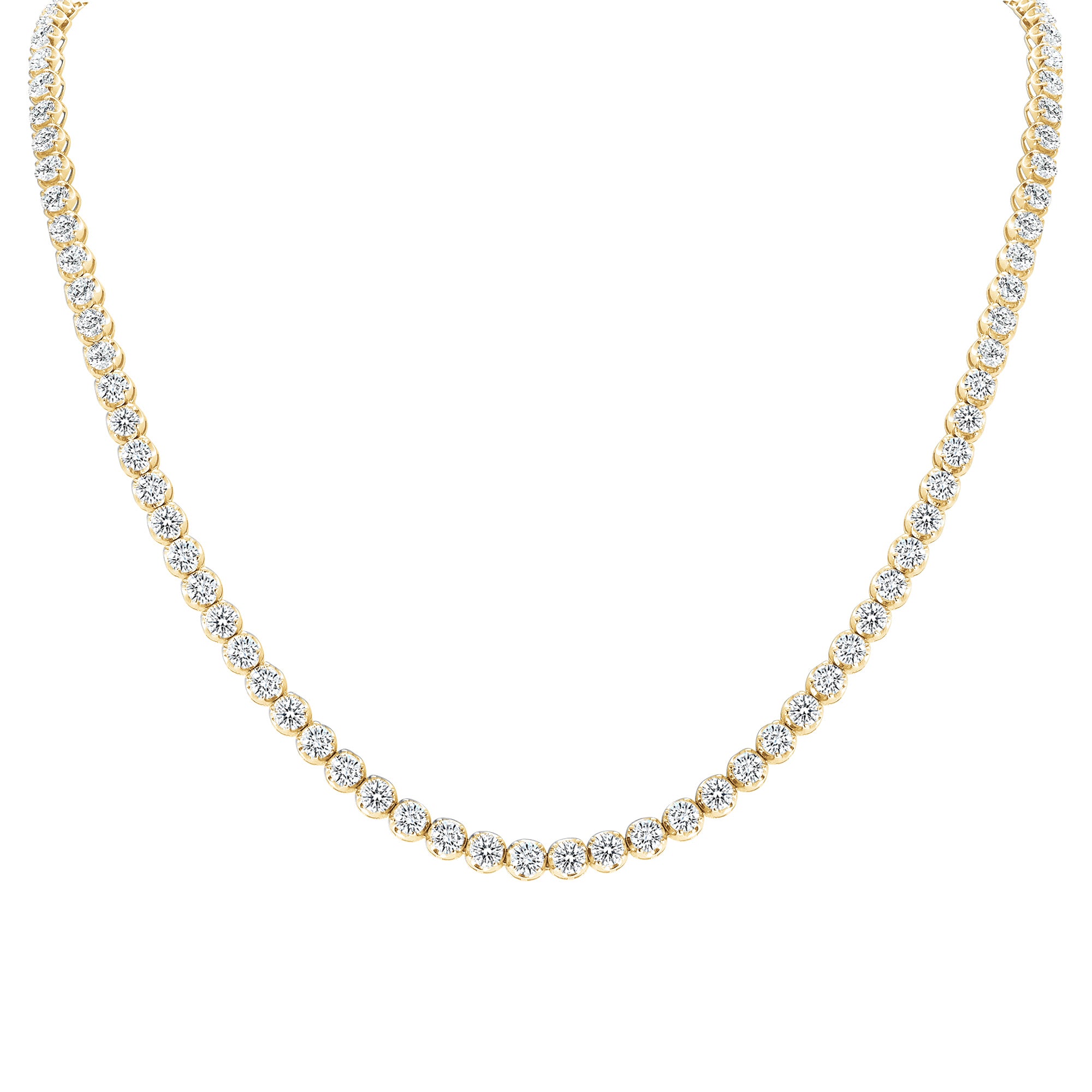 Traditional Straight Line Crown Tennis Necklace